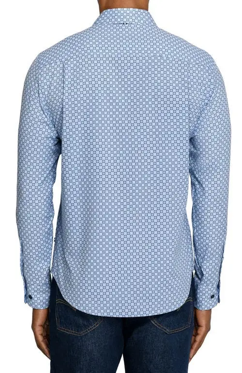 BROOKLYN BRIGADE Courtyard Mosiac Long Sleeve Performance Shirt - Navy/blue