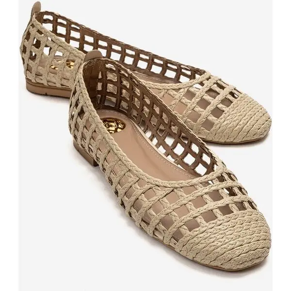 PROLOGUE SHOES Elvaris Woven Ballet Flat - Beige