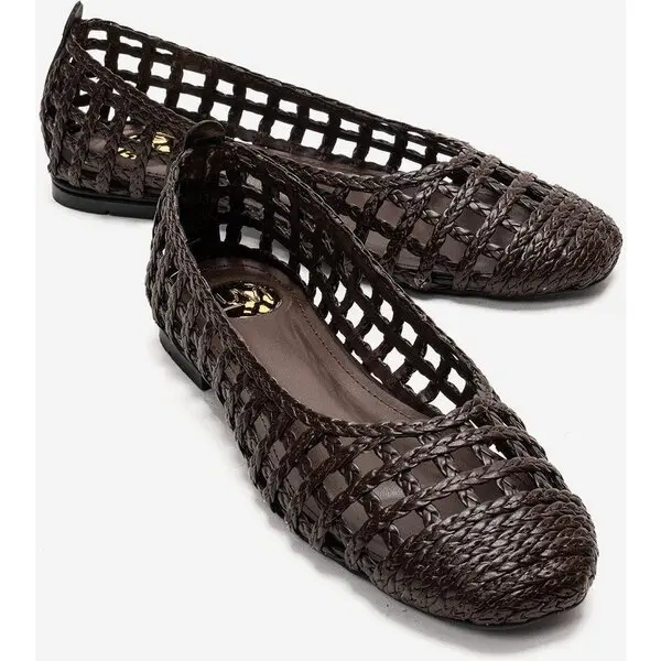 PROLOGUE SHOES Elvaris Woven Ballet Flat - Brown