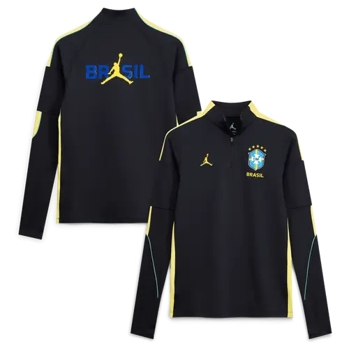 JORDAN BRAND Brazil National Team 2026 Strike Dri-fit Long Sleeve Quarter-zip Drill Top - Black