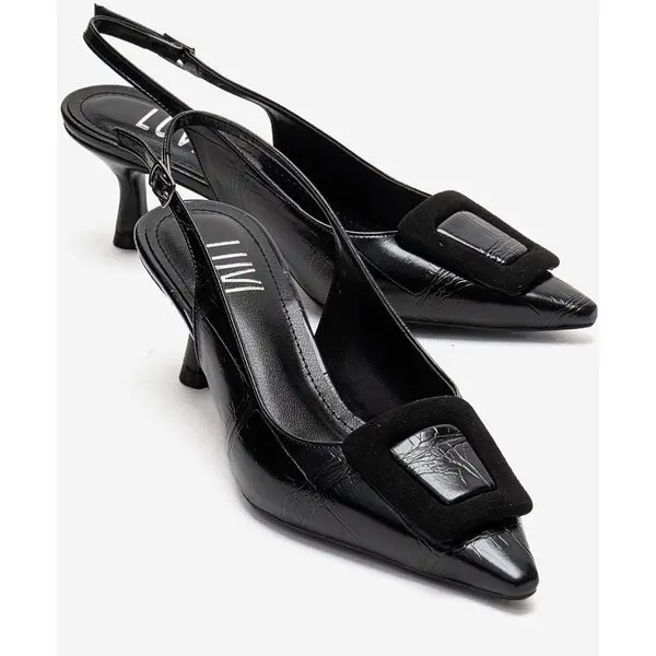 PROLOGUE SHOES Dublin Buckle Stiletto Pump - Black Print
