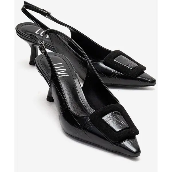 PROLOGUE SHOES Dublin Buckle Stiletto Pump - Black Print