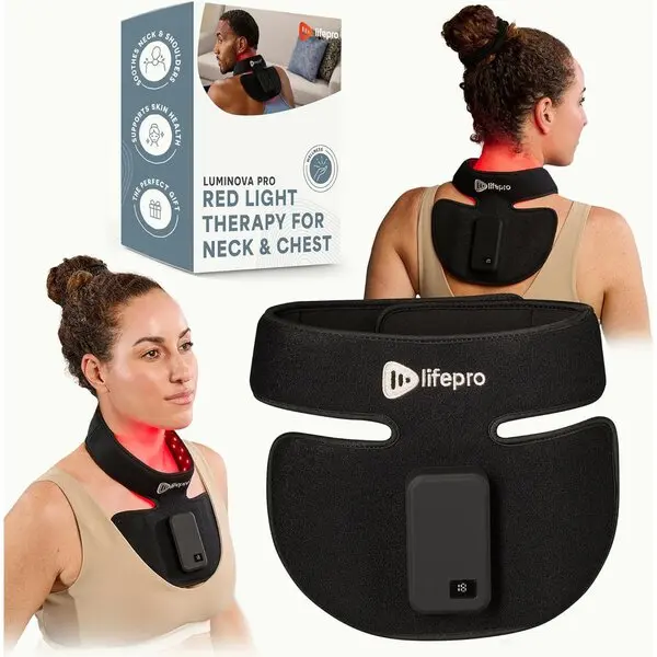 LIFEPRO Red Light Therapy Neck Wrap 660nm & 850nm Near Infrared Device - Black