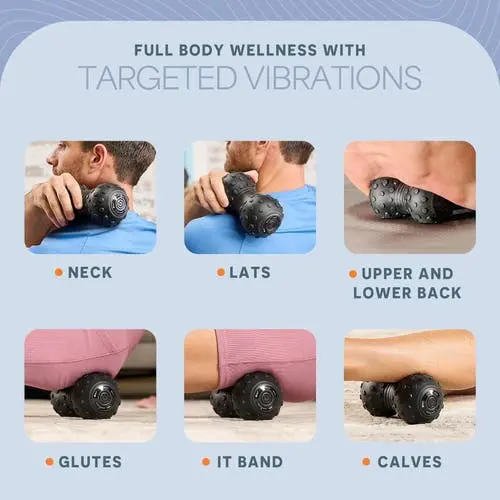 LIFEPRO Velocity Vibrating Peanut Massage Ball 4speed Deep Tissue Recovery Roller - Black