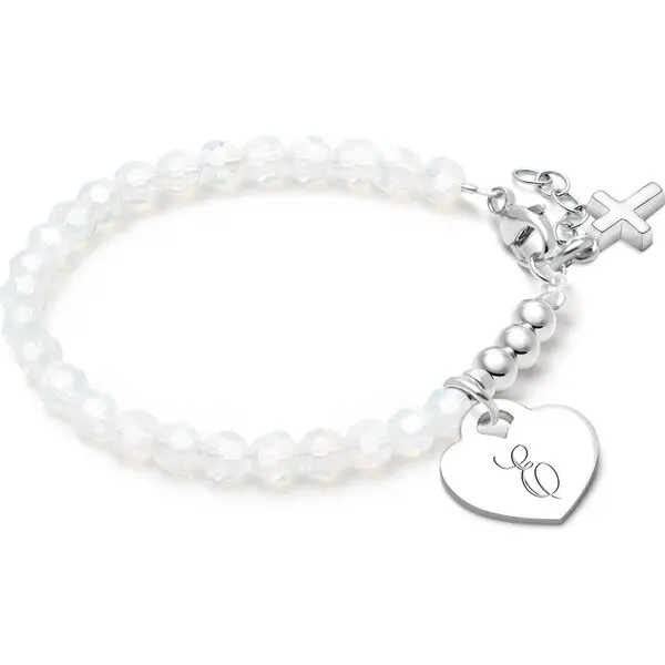 TINY BLESSINGS Signature Crystal With Cross Bracelet - Silver - E