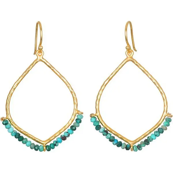 SATYA JEWELRY Healing Journey Turquoise Lotus Petal Earrings - Blue