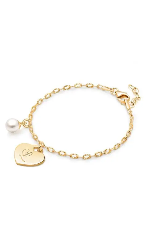 TINY BLESSINGS 14k Gold Charm Bracelet With Engraved Initial - 14k Gold - L