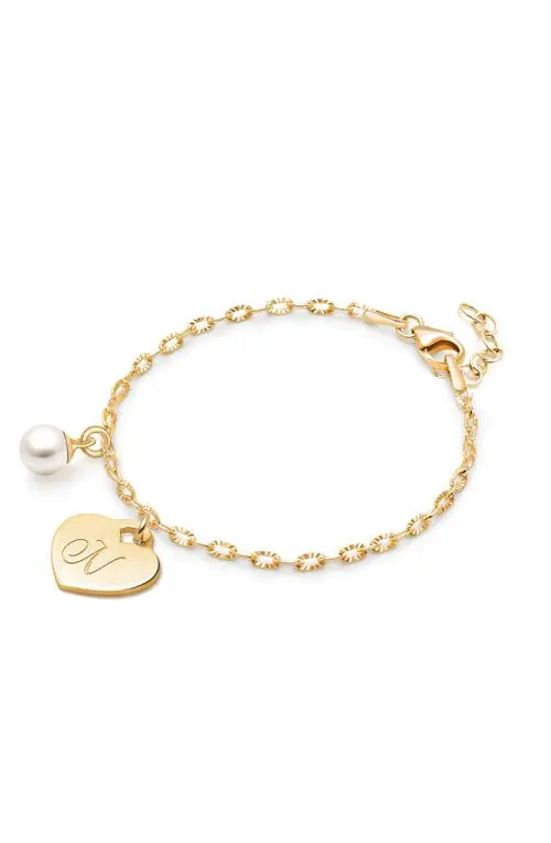 TINY BLESSINGS 14k Gold Charm Bracelet With Engraved Initial - 14k Gold - N