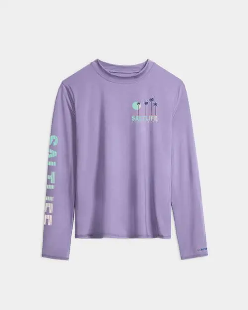 SALT LIFE Palmline Performance Long Sleeve Tee - Pale Lavender Heather