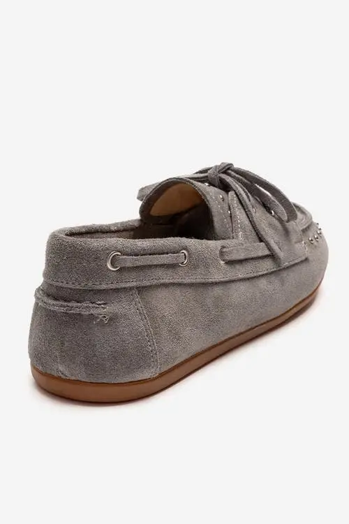 FOREVER & ALWAYS SHOES Cuesta Leather Lace Up Loafer - Grey Suede