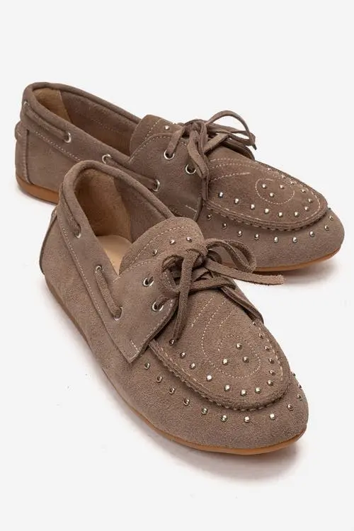 FOREVER & ALWAYS SHOES Cuesta Leather Lace Up Loafer - Mink Suede