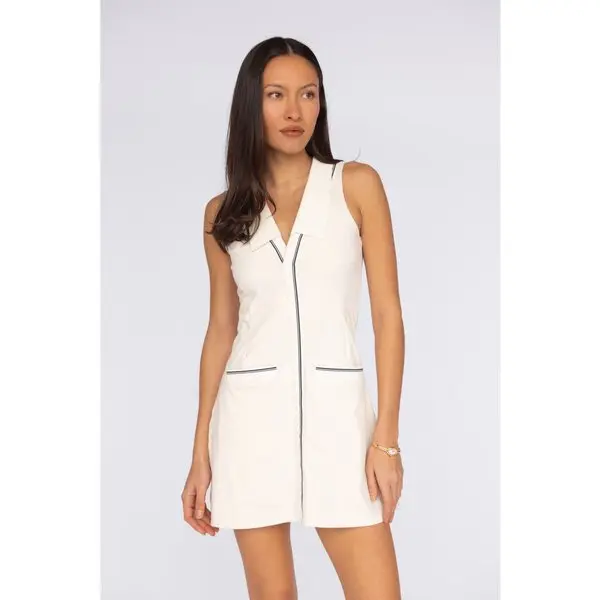 FORE-TÉ CLUB ATTIRE Athletic Dress With Detachable Shorts - Ecru