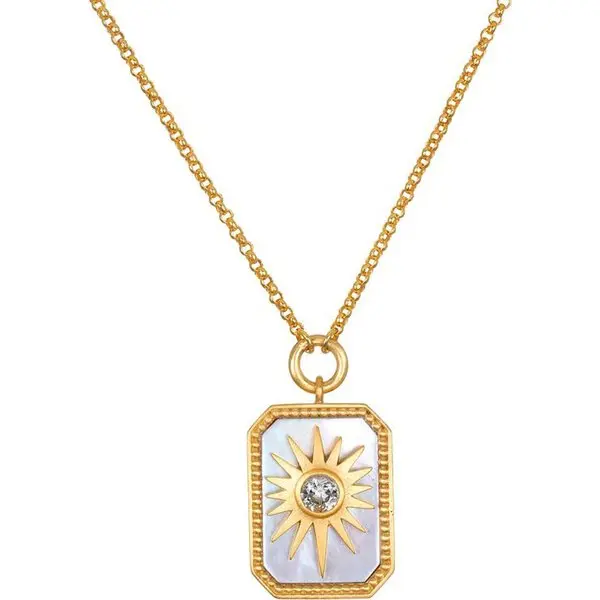 SATYA JEWELRY Returning Light Mother Of Pearl Sun Necklace - Gold