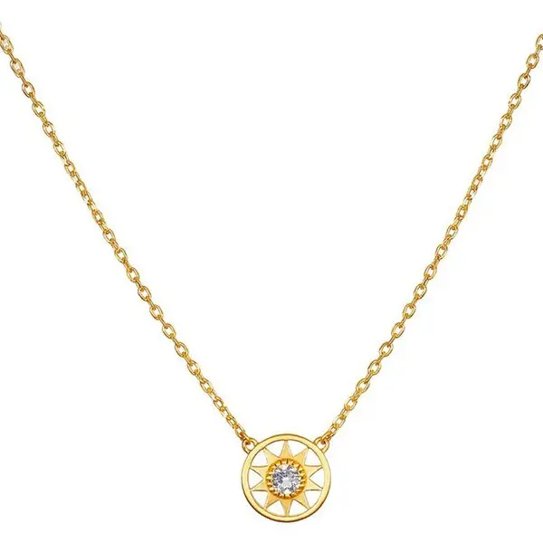 SATYA JEWELRY New Day White Topaz Sun Necklace - Gold