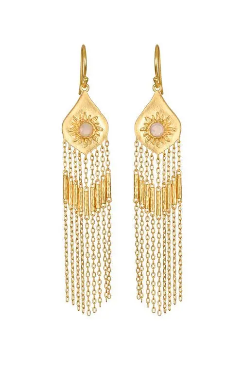 SATYA JEWELRY Daybreak Opal Sun Fringe Earrings - Gold