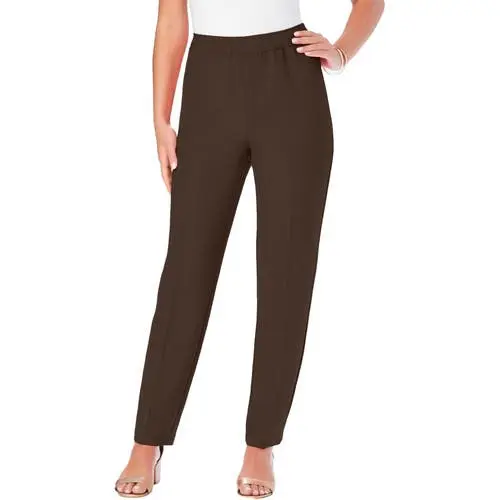 Roaman's Straight Leg Pull-on Pants - Chocolate