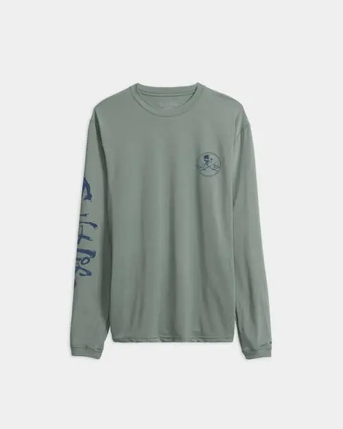 SALT LIFE Skull And Poles Long Sleeve Slx Performance Tee - Sagebrush Heather