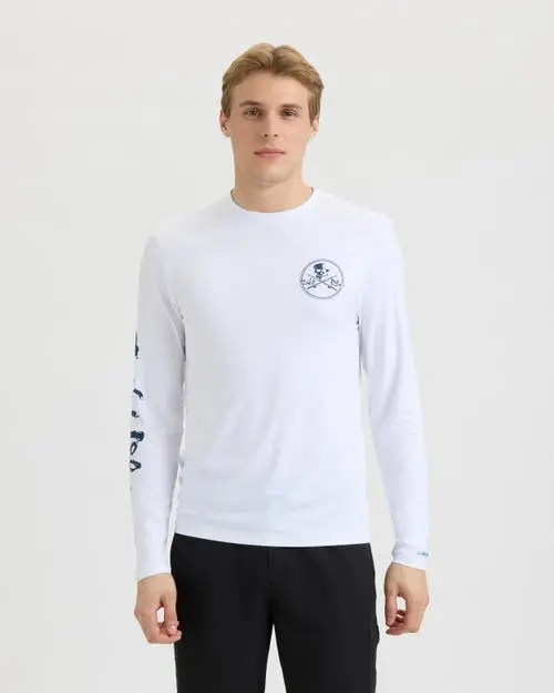 SALT LIFE Skull And Poles Long Sleeve Slx Performance Tee - White
