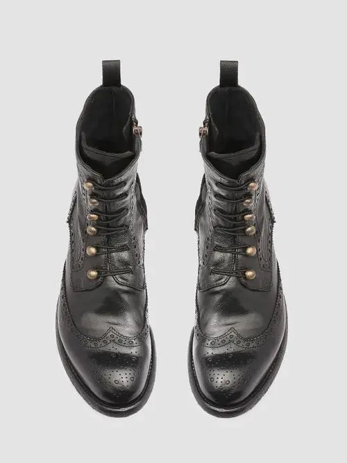 Officine Creative Lexikon 131 Leather Brogue Ankle Boots - Black