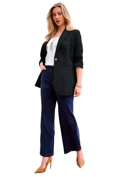 Roaman's Relaxed Boyfriend Blazer - Black