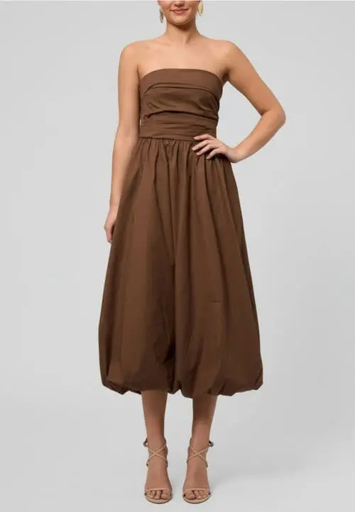 Rachel Rachel Roy Rosalie Strapless Midi Dress - Cocoa