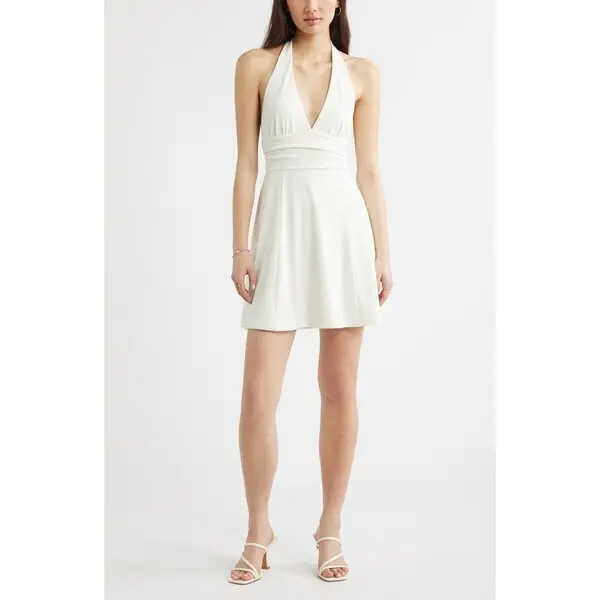 Bp. Shirred Halter Minidress - Ivory