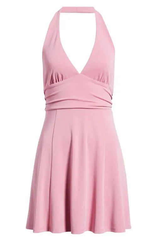 Bp. Shirred Halter Minidress - Pink Vacation