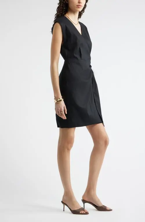 Nordstrom Linen Blend Wrap Dress - Black