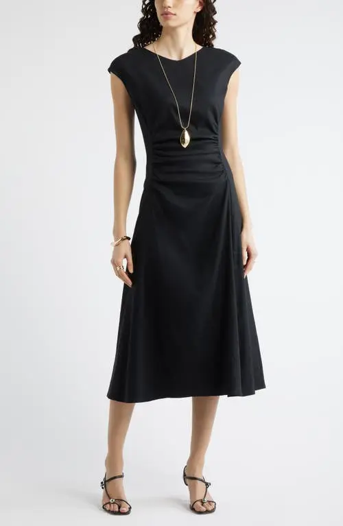 Nordstrom Ruched Midi Dress - Black