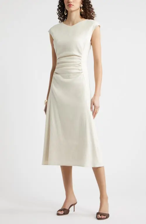 Nordstrom Ruched Midi Dress - Ivory Birch