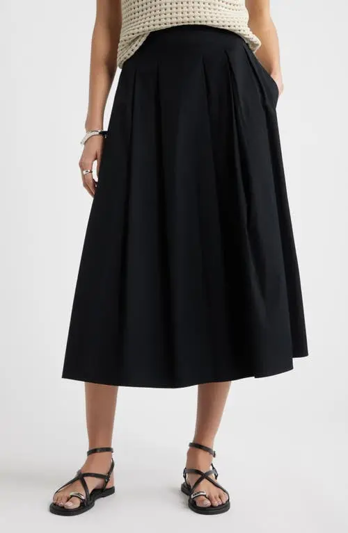 Nordstrom Pleated Cotton Poplin Midi Skirt
