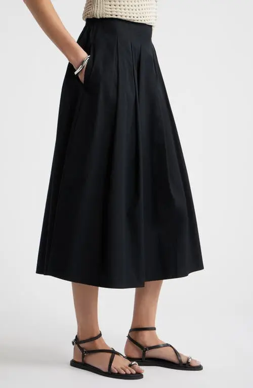 Nordstrom Pleated Cotton Poplin Midi Skirt
