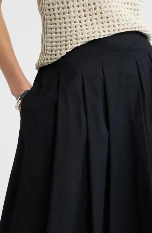 Nordstrom Pleated Cotton Poplin Midi Skirt