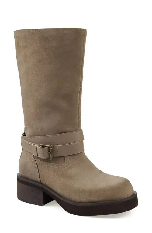 CANDIE'S Crib Block Heel Boot - Beige