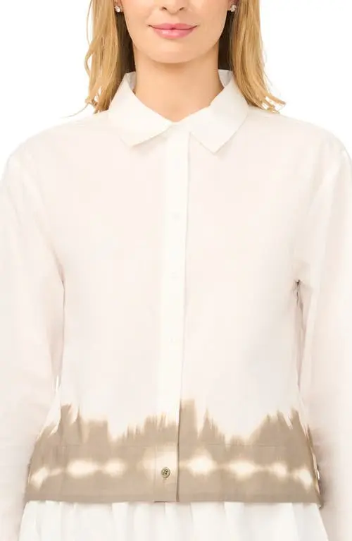Halogen Cropped Button-up Top - Warm Ash