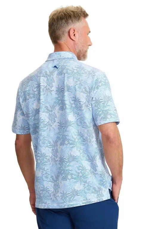 Tommy Bahama Costa Wave Palm Azul Seersucker Stripe Islandzone® Polo - Blue Vault