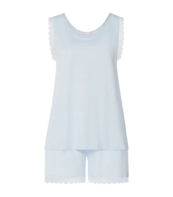 Hanro Cotton Sleeveless Short Inaya Pyjama Set - Blue