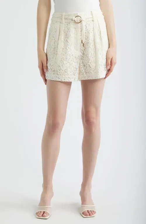 REISS Lori Pleat Lace Shorts - White