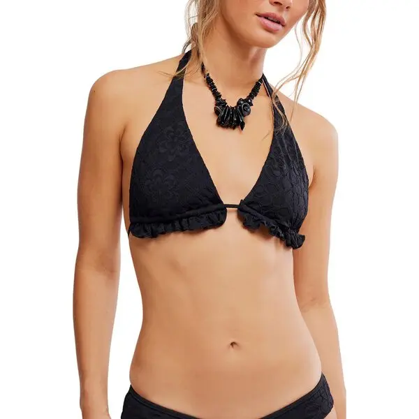 FREE-EST BY FREE PEOPLE Brandi Knit Bikini Top - Black