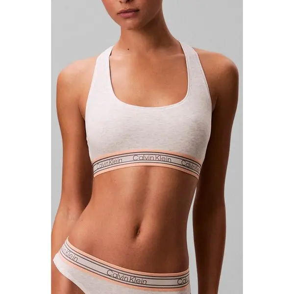 Calvin Klein Icon Cotton Blend Bralette - Snow Heather