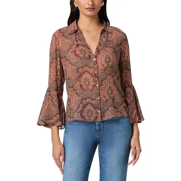 Paige Jasmeet Print Flare Sleeve Top - Sunset Multi