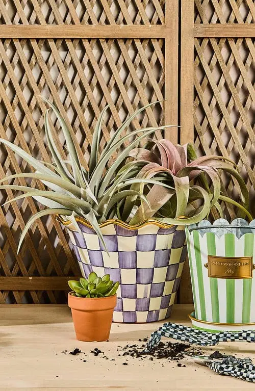 MACKENZIE-CHILDS Check Ceramic Garden Pot