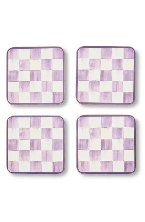 MACKENZIE-CHILDS Set Of 4 Check Cork Back Coasters - Violet