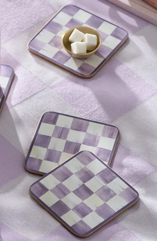 MACKENZIE-CHILDS Set Of 4 Check Cork Back Coasters