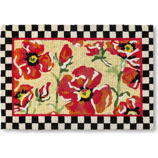 MACKENZIE-CHILDS Poppies Doormat - Red