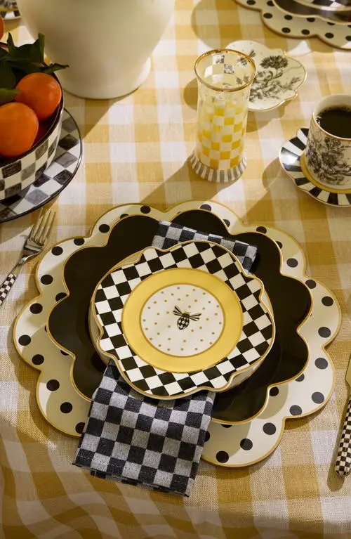 MACKENZIE-CHILDS Bee Toile Scallop Cork Back Placemat