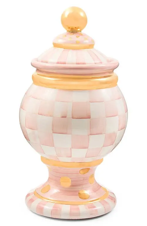 MACKENZIE-CHILDS Check Ceramic Globe Canister - Rosy