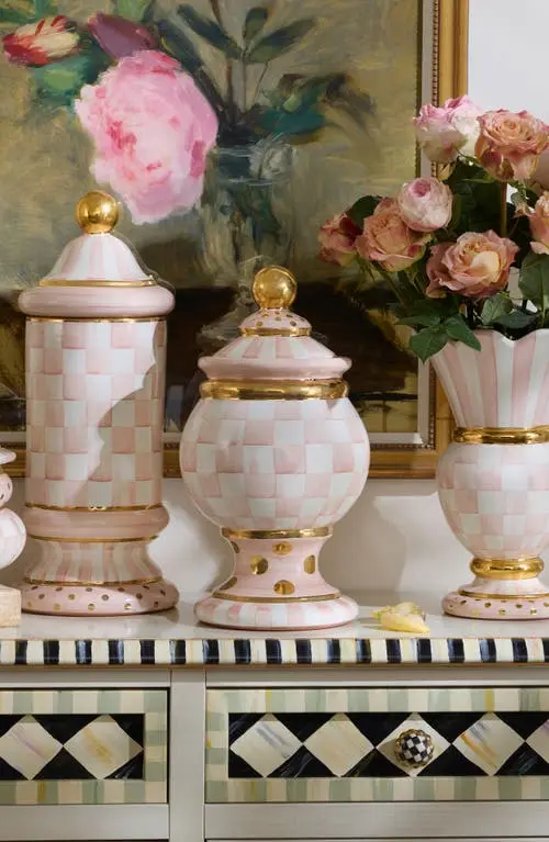 MACKENZIE-CHILDS Check Ceramic Globe Canister