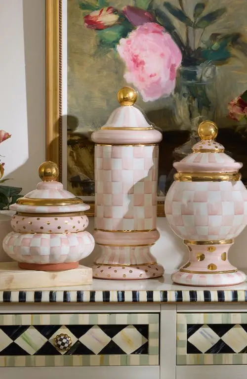 MACKENZIE-CHILDS Check Ceramic Column Canister