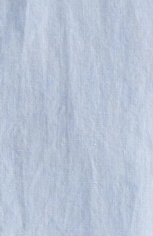 Bugatchi Orson Shaped Fit Short Sleeve Linen Button-up Shirt - Sky